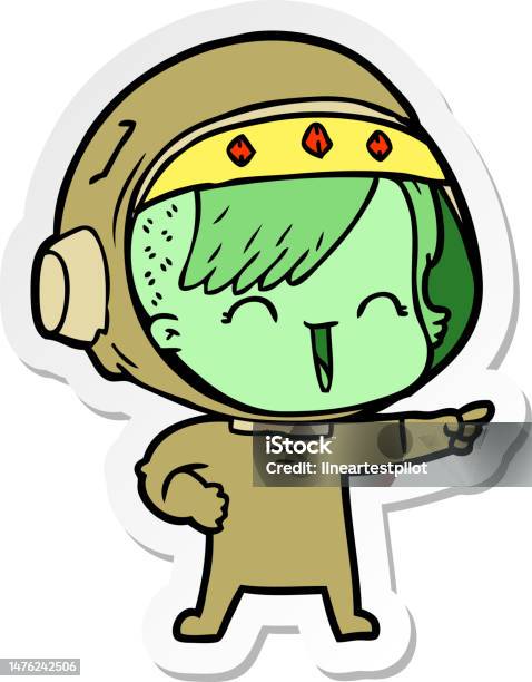 Autocollant Dune Fille De Lespace De Dessin Animé Heureuse Vecteurs