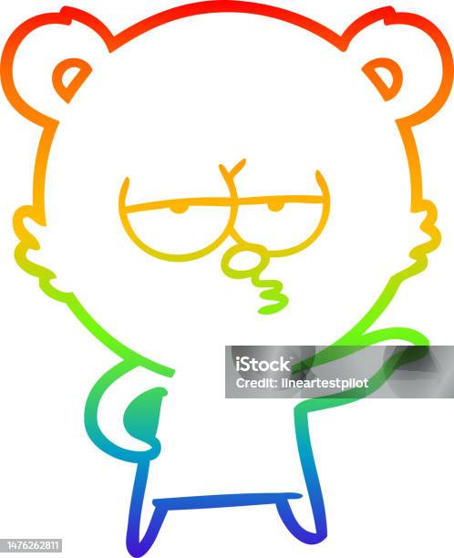 Dessin Au Trait Dégradé Arcenciel Dun Dessin Animé Dours Polaire Ennuyé