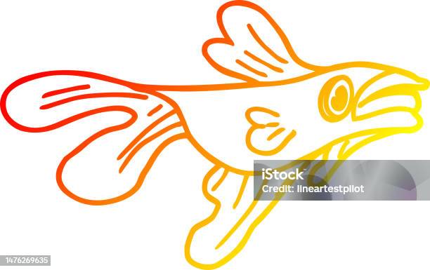 Dessin Au Trait Dégradé Chaud Dun Poisson Combattant Un Dessin Animé