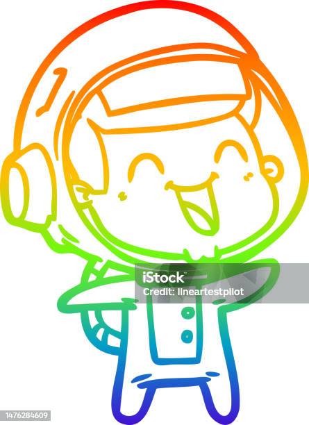 Dessin Au Trait Dégradé Arcenciel Dun Astronaute De Dessin Animé