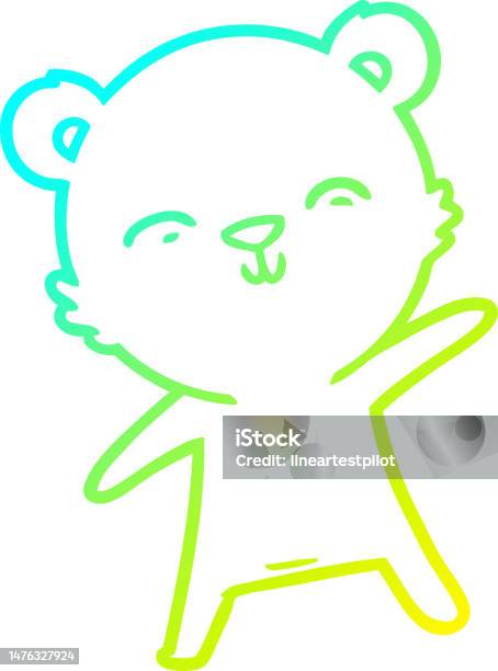 Dessin Au Trait Dégradé Froid Dun Ours Polaire Heureux Pointant Du