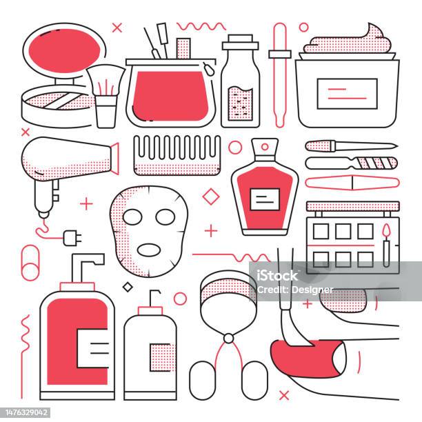 Beauty Web Banner With Linear Icons Trendy Linear Style Vector Stock