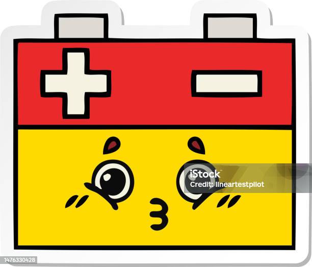 Autocollant Dune Jolie Batterie De Voiture De Dessin Animé Vecteurs