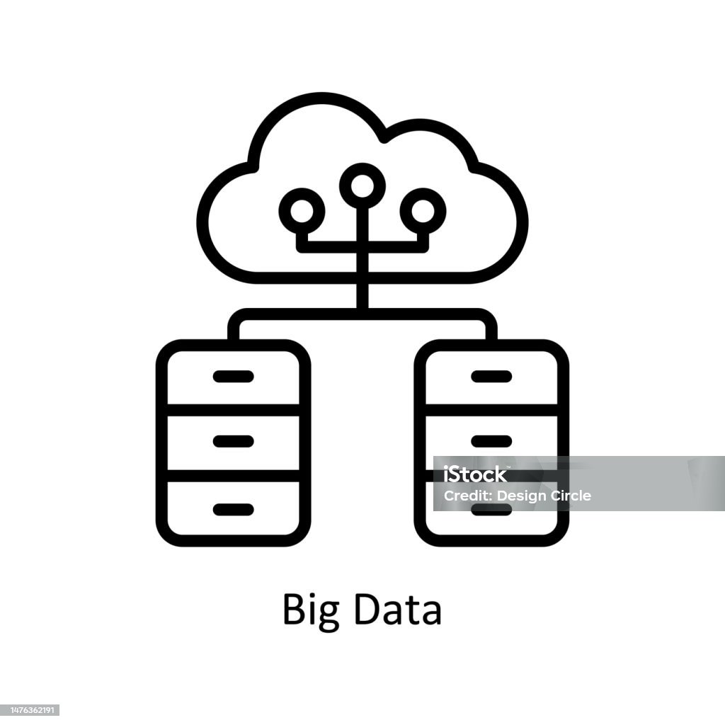 Big Data Vector Outline Icon Design Illustration Data Symbol On White