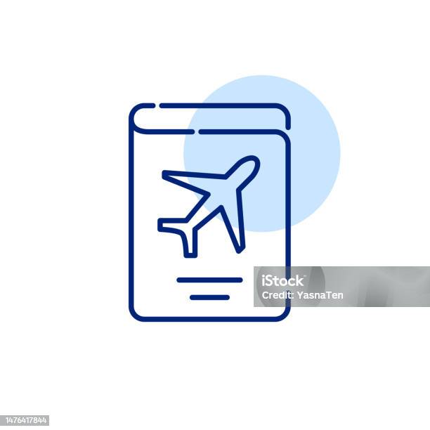 Passeport De Voyage Avec Symbole Davion Icône De Ligne De Contour