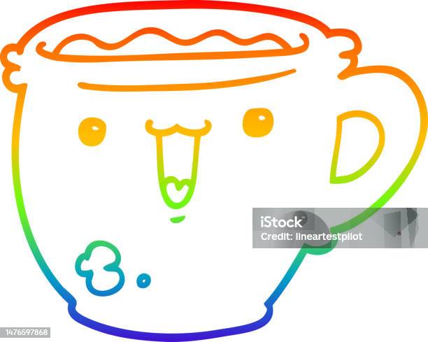 Dessin Au Trait Dégradé Arcenciel Dune Jolie Tasse À Café De Dessin