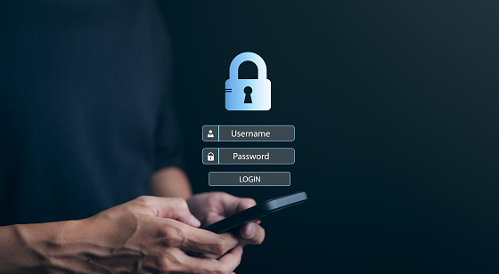 Man Using A Smartphone To Log In With Username And Password