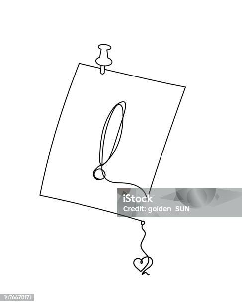 Kertas Abstrak Dengan Klip Kertas Dan Hati Sebagai Gambar Garis Di Atas