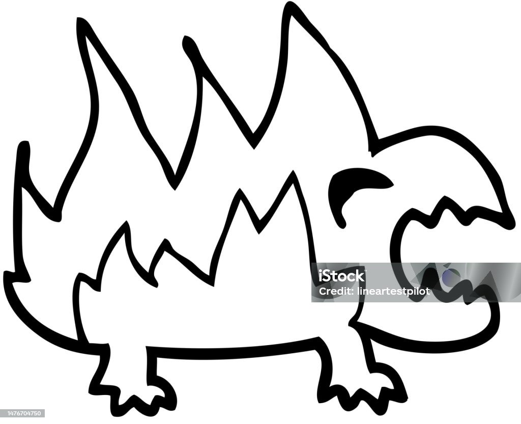Line Drawing Cartoon Fire Demon Stock Illustration Download Image Now