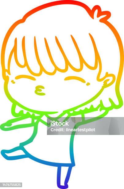 Dessin Au Trait Dégradé Arcenciel Dune Femme De Dessin Animé Vecteurs