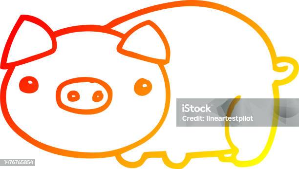 Dessin Au Trait Dégradé Chaud Dun Cochon De Dessin Animé Vecteurs