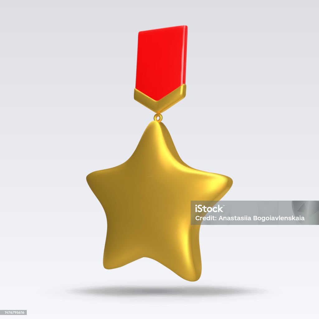 Étoile De Médaille Dor Avec Ruban Rouge Illustration Vectorielle