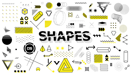 Tanda Geometris Bentuk Elemen Dalam Gaya Memphis Ilustrasi Stok Unduh