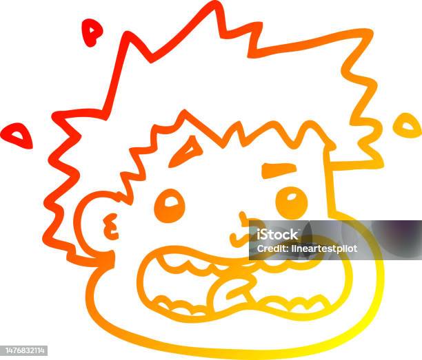Dessin Au Trait Dégradé Chaud Dun Visage Effrayé De Dessin Animé