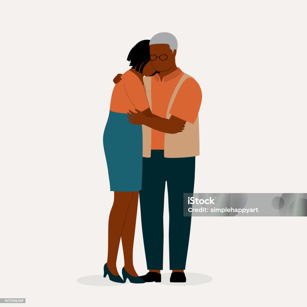 Black Father And Daughter Hugging Each Other Lovingly Stock