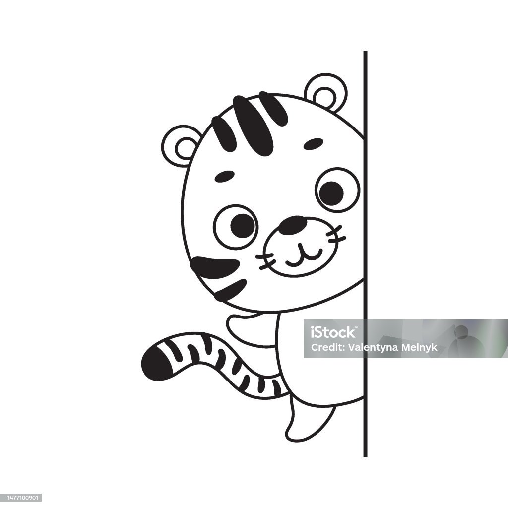Disegno Da Colorare Piccola Tigre Carina Che Fa Capolino Dietro Langolo ... Disegno Da Colorare Piccola Tigre Carina Che Fa Capolino Dietro Langolo ...