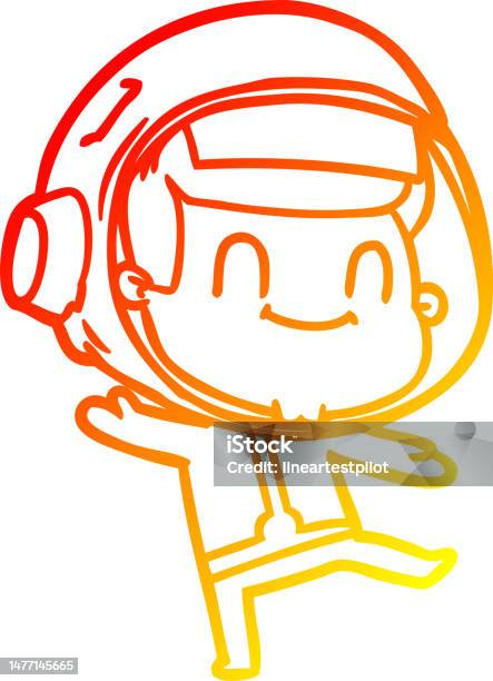 Dessin Au Trait Dégradé Chaud Dun Homme Astronaute De Dessin Animé
