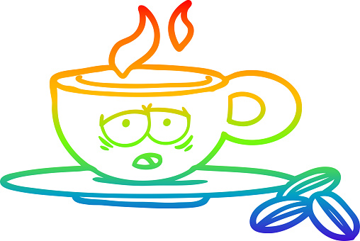 Dessin Au Trait Dégradé Arcenciel Dune Tasse Espresso De Dessin Animé