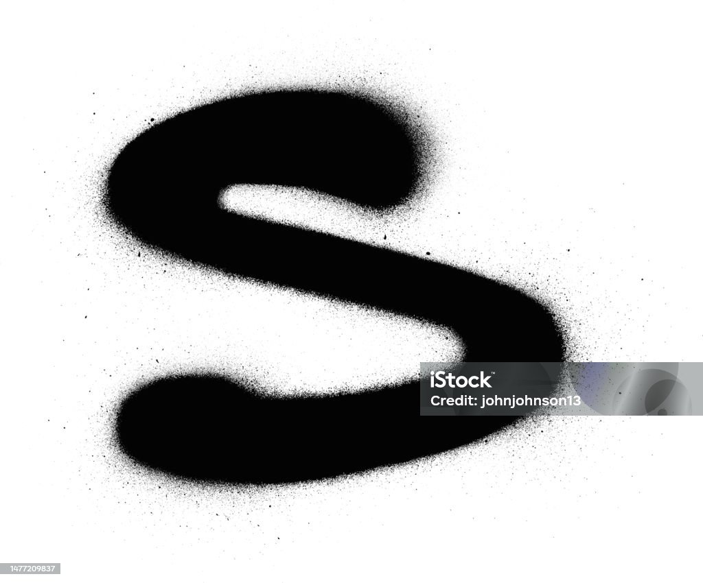 Grafiti S Font Disemprotkan Dalam Hitam Di Atas Putih Ilustrasi Stok