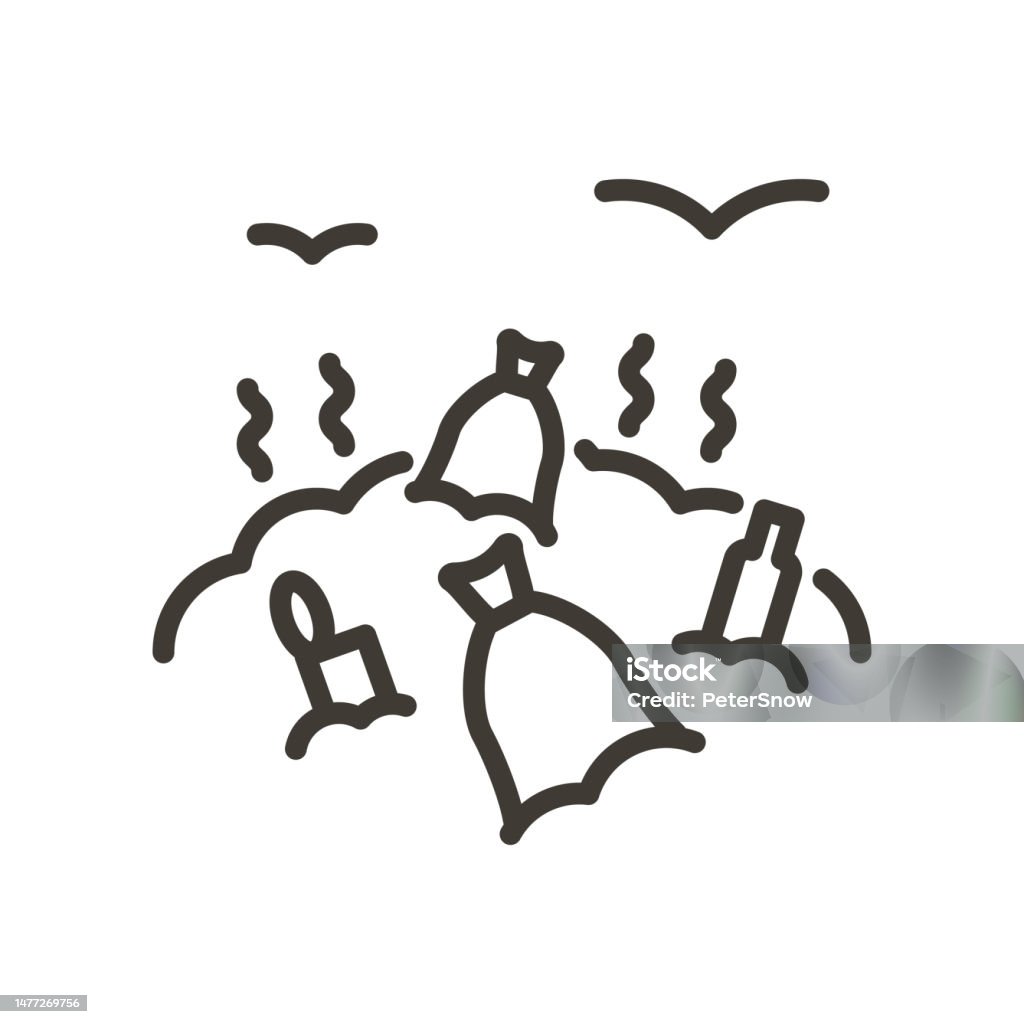 Vector Thin Line Icon Outline Linear Stroke Illustration Of A Garbage