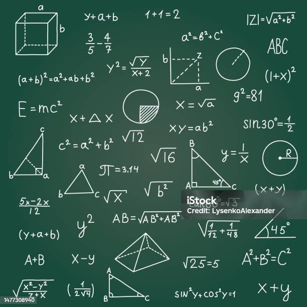 Hand Drawn Math Symbols Icon In Flat Style Mathematics Formula Vector Illustration On Isolated
