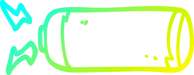 Dessin Au Trait Dégradé Froid Dune Batterie De Dessin Animé Vecteurs