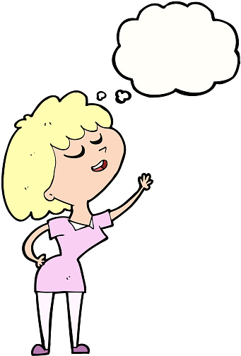 Femme Heureusen Dessin Animé Sur Le Point De Parler Avec Bulle De