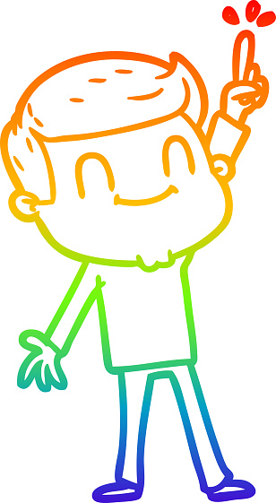 Dessin Au Trait Dégradé Arcenciel Dun Homme Amical De Dessin Animé