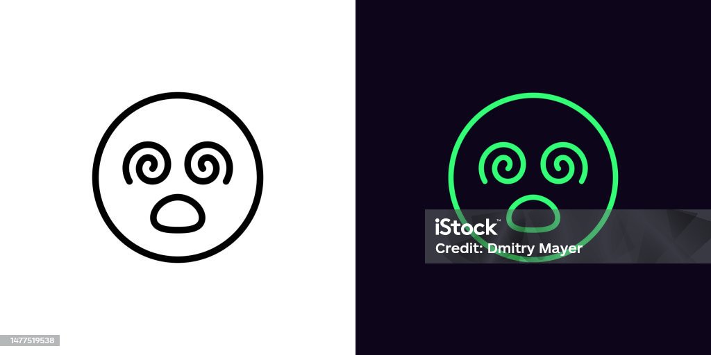 Outline Hypnotized Emoji Icon With Editable Stroke Dizzy Emoticon With