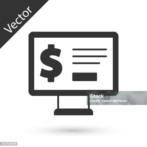 Moniteur Gris Avec Icône De Dollar Isolée Sur Fond Blanc Envoi Dargent