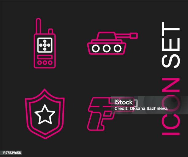 Atur Garis Pistol Atau Pistol Medali Hadiah Militer Tank Dan Ikon ... Atur Garis Pistol Atau Pistol Medali Hadiah Militer Tank Dan Ikon ...