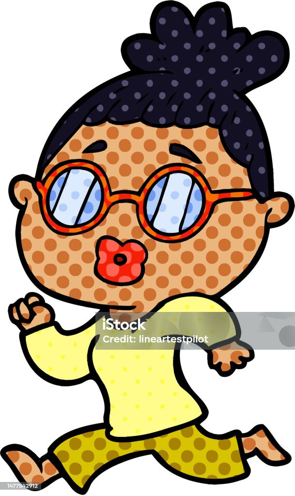 Wanita Kartun Mengenakan Kacamata Ilustrasi Stok Unduh Gambar