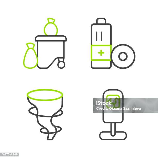 Atur Garis Tempat Sampah Tornado Baterai Dan Ikon Tempat Sampah Penuh ... Atur Garis Tempat Sampah Tornado Baterai Dan Ikon Tempat Sampah Penuh ...