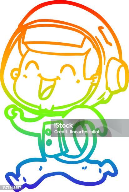 Dessin Au Trait Dégradé Arcenciel Dun Astronaute De Dessin Animé