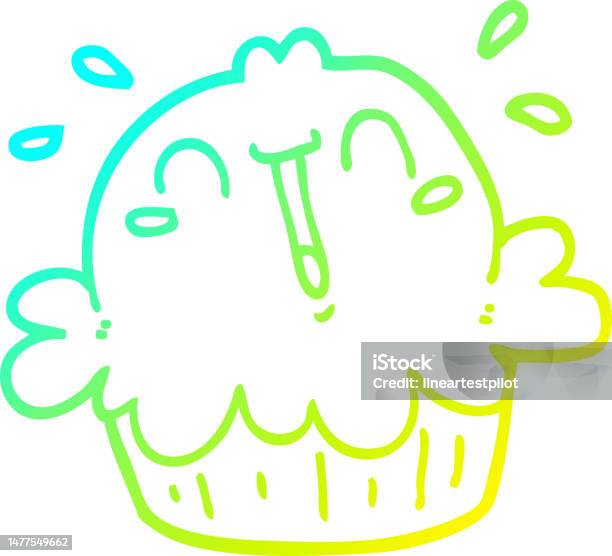 Dessin Au Trait Dégradé Froid Dune Jolie Tarte De Dessin Animé Vecteurs