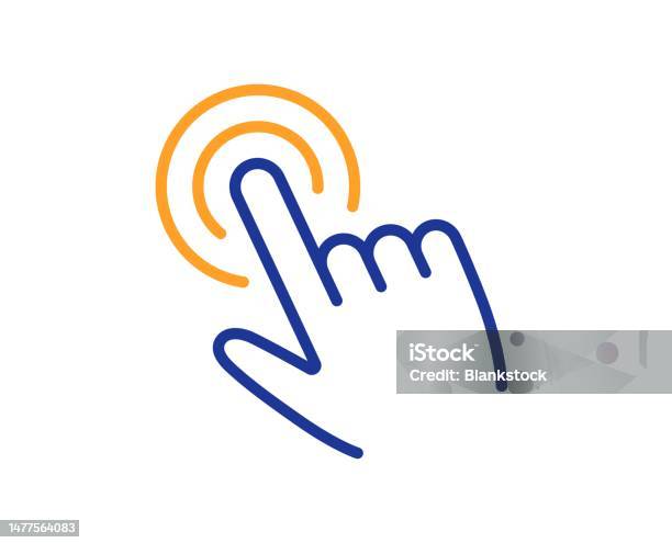 Icône De Ligne De Curseur De Main Cliquez Sur Le Signe Daction Vecteur