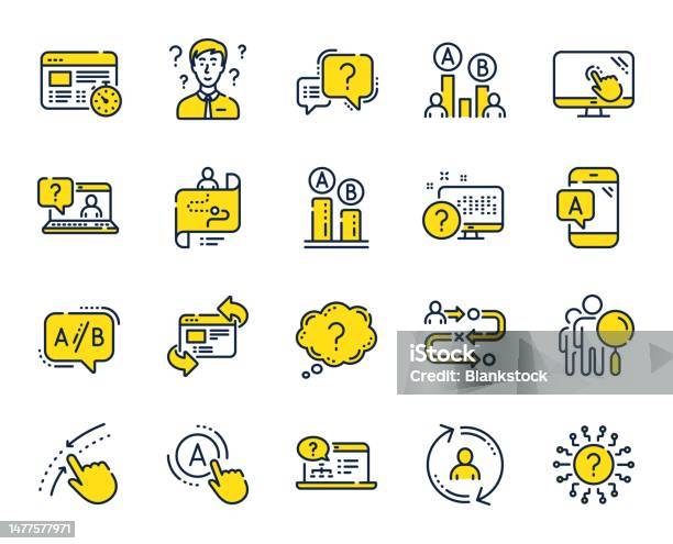 Ux Line Icons Set Of Ab Testing Journey Path Map And Question Mark