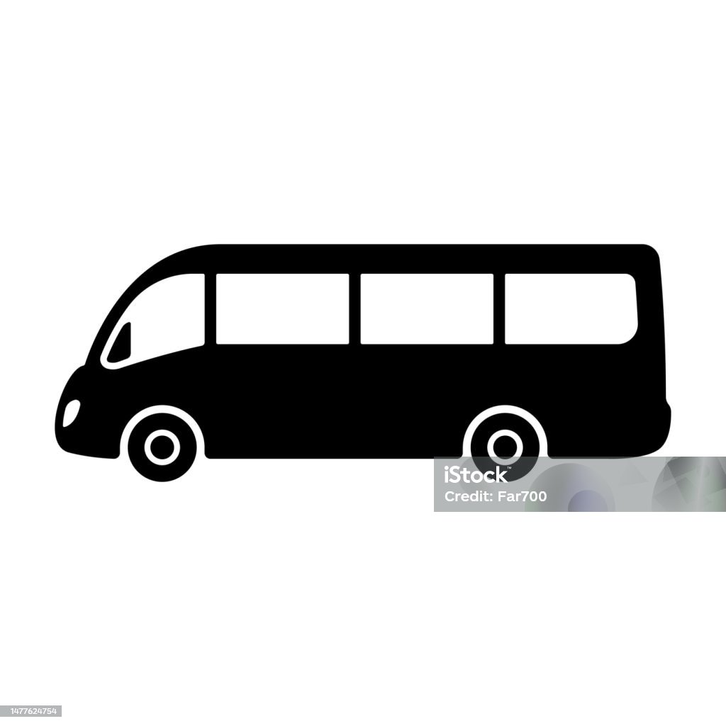 Icône De Bus Silhouette Noire Vue Latérale Illustration Graphique Plate