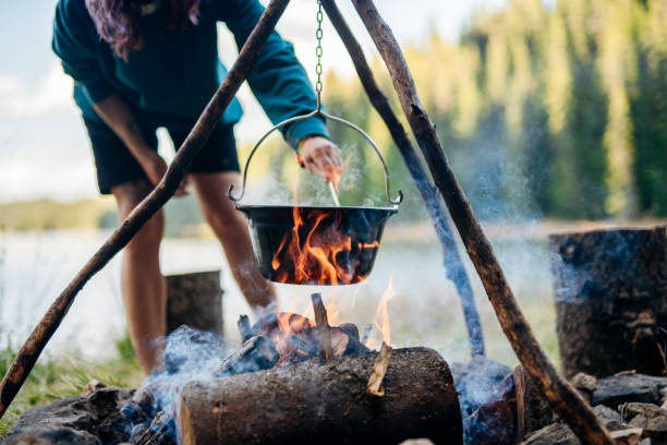 Free Stock Photo of Campfire Cooking With Food Over Flames | Download ...