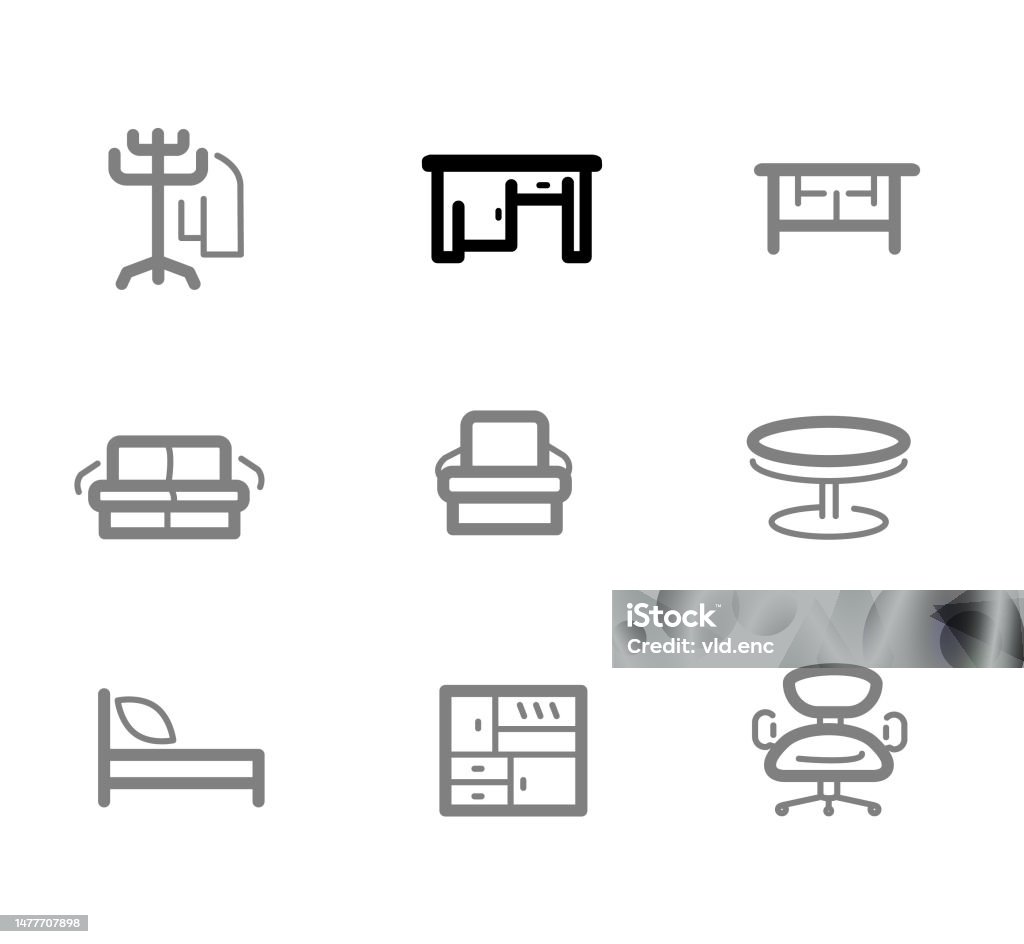 Furniture Icons Set Stock Illustration Download Image Now Armchair