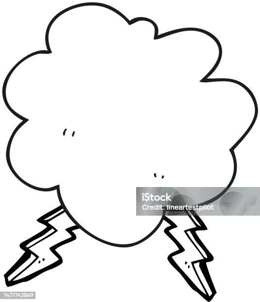 Dessin À Main Levée Noir Et Blanc Dessin Animé Nuage Dorage Vecteurs