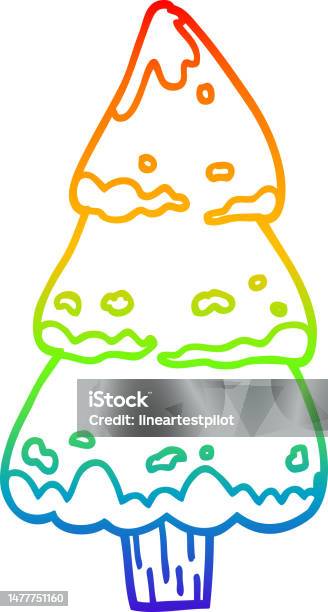 Dessin Au Trait Dégradé Arcenciel Dun Pin De Dessin Animé Vecteurs