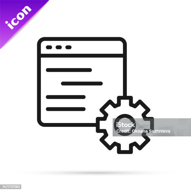 Ikon Antarmuka Api Black Line Computer Terisolasi Pada Latar Belakang
