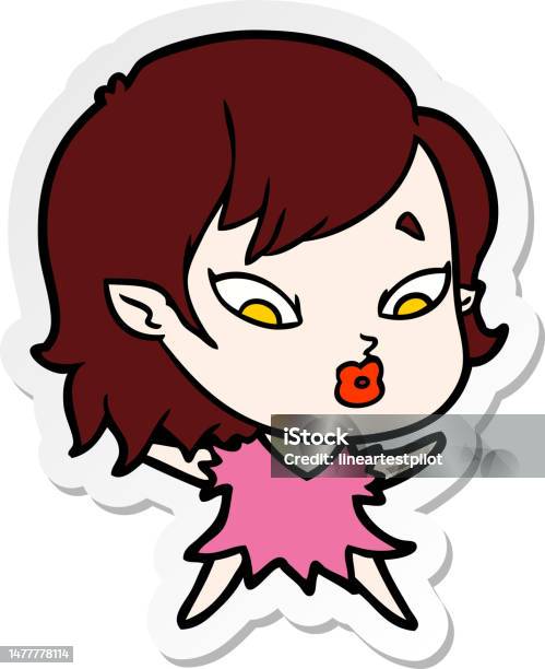 Autocollant Dune Jolie Fille Vampire De Dessin Animé Vecteurs Libres De
