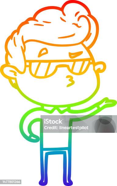Dessin Au Trait Dégradé Arcenciel Dun Gars Cool De Dessin Animé