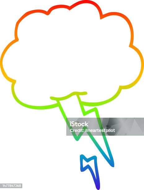 Dessin Au Trait Dégradé Arcenciel Dun Nuage Dorage De Dessin Animé Avec