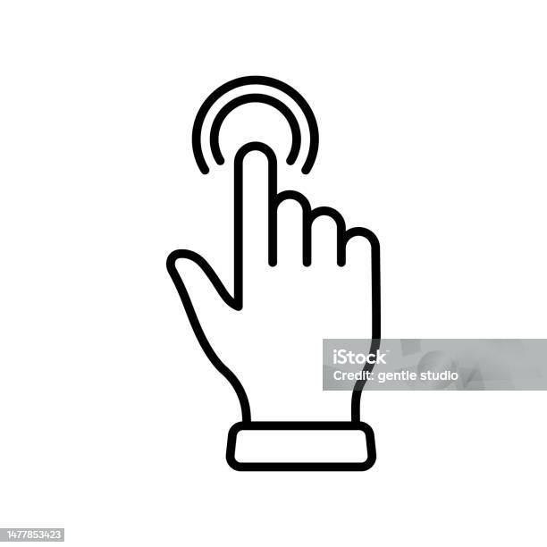 Double Click Gesture Of Computer Mouse Pointer Finger Black Line Icon
