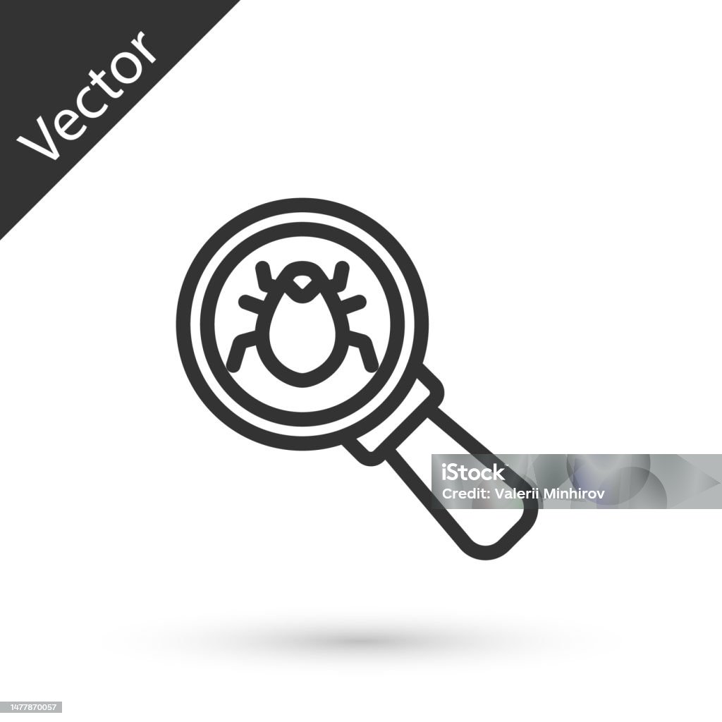 Grey Line System Bug Concept Icon Isolated On White Background Code Bug Concept Bug In The