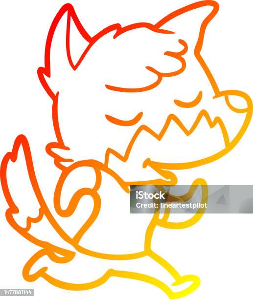 Dessin Au Trait Dégradé Chaud Dun Renard De Dessin Animé Amical Courant