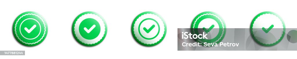 Profile Verification Check Marks Icons Stickers With Tick Flat Vector